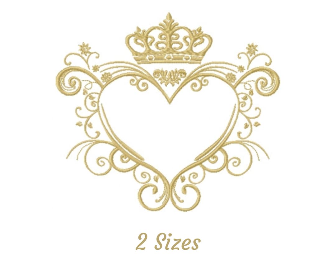 Heart Frame With Crown Embroidery Design - Creative Crown Machine ...