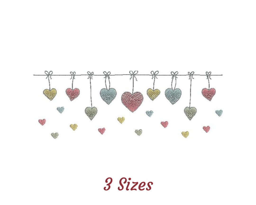 Hearts Embroidery Design, Machine Embroidery Pattern - Instant Download ...
