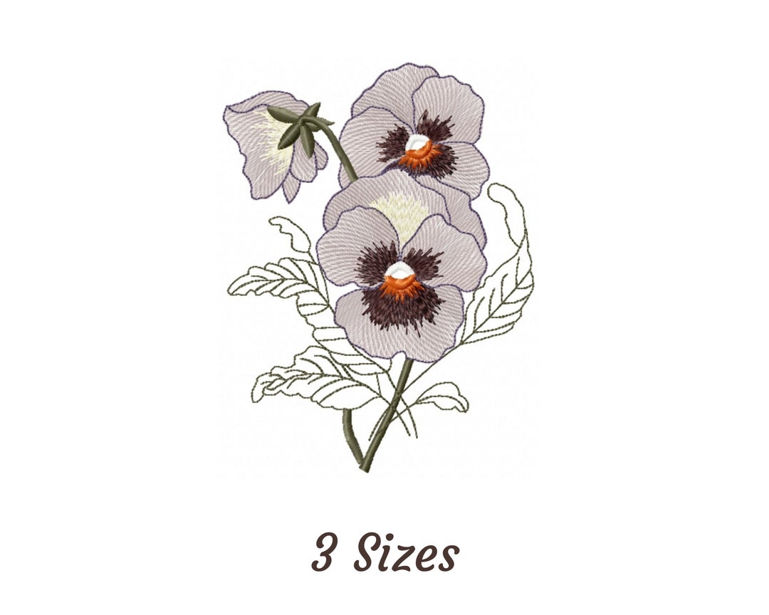 Pansies Flower Embroidery Design, Machine Embroidery Pattern - Instant ...