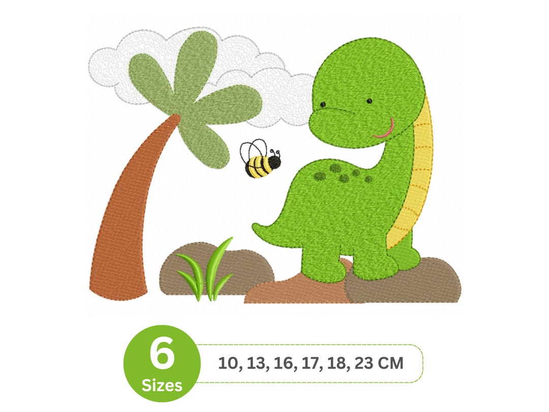 Cute Baby Dinosaur Machine Embroidery Design - Adorable Brontosaurus ...