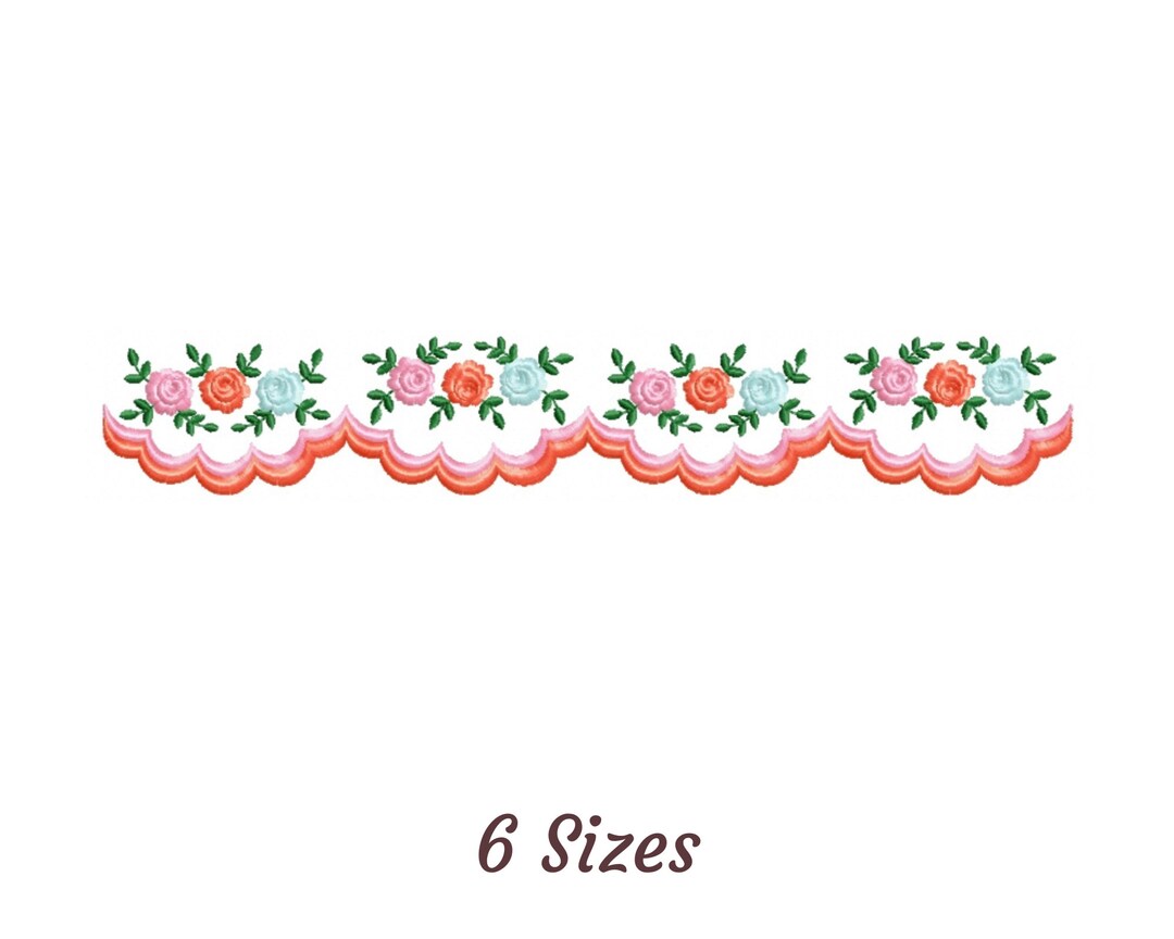 Rose Flower Border Embroidery Design, Machine Embroidery Pattern ...