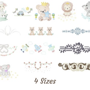 Baby Animal Border Embroidery Design, Machine Embroidery Pattern- 14 ...