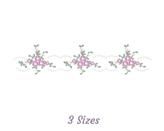 Floral Border Machine Embroidery Design Instant Download - Etsy