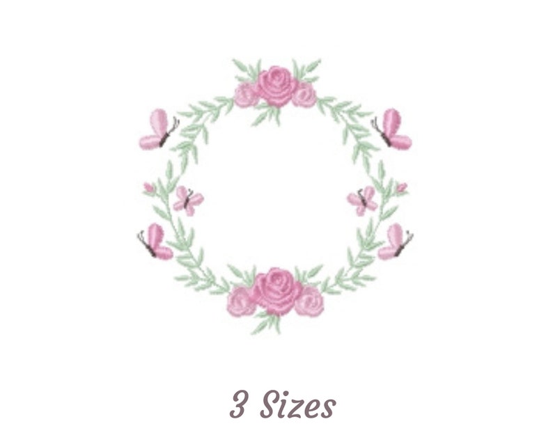 Floral Wreath Machine Embroidery Design Instant Download - Etsy