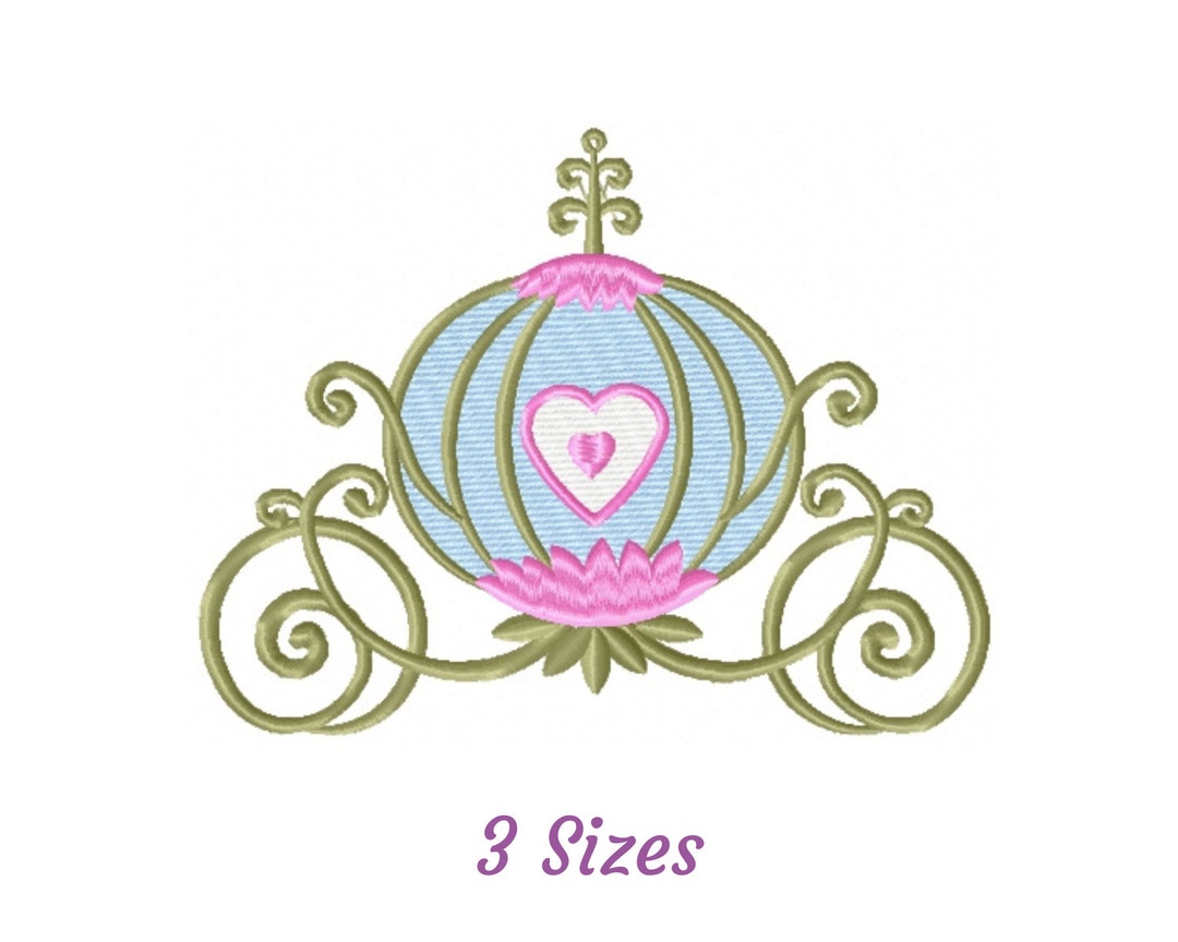 Princess Carriage Embroidery Design - Royal Princess Cinderella ...
