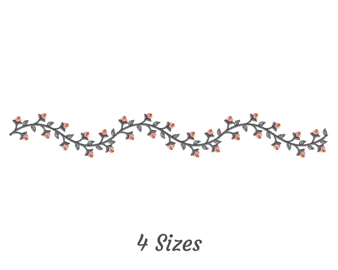 Flower and Leaf Border Embroidery Design - Flower Well Machine ...