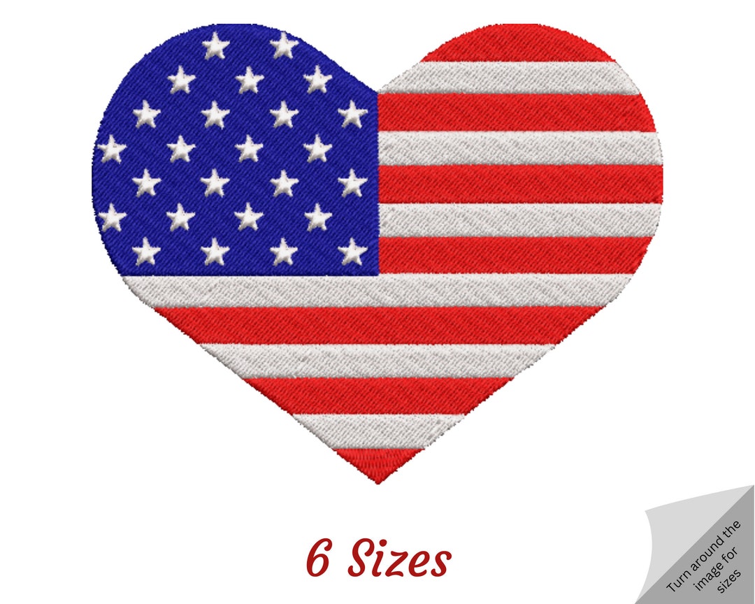 America Flag Heart Embroidery Design-patriotic Heart Embroidery File ...