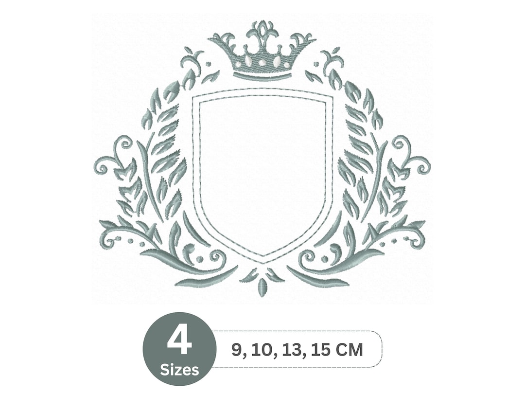Elegant Monogram Frame Machine Embroidery Design - Crown and Laurel ...