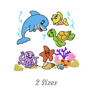 Sea Animals Embroidery Design - Ocean Animals Machine Embroidery ...