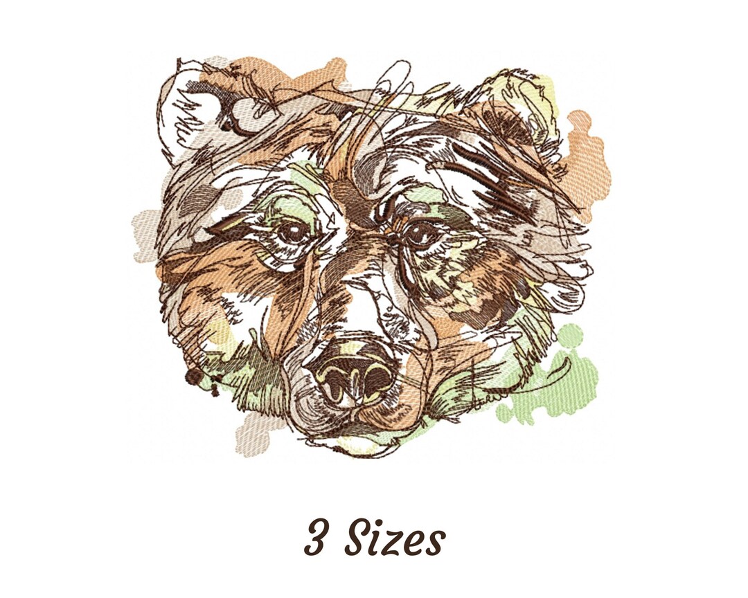 Bear Face Embroidery Design - Animal Machine Embroidery Pattern ...