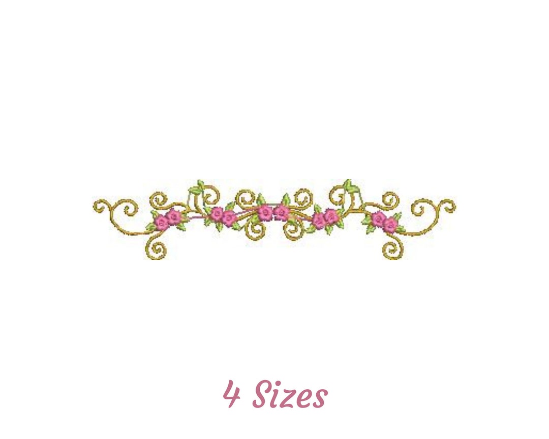 Flower Border Machine Embroidery Design, Instant Download - Etsy