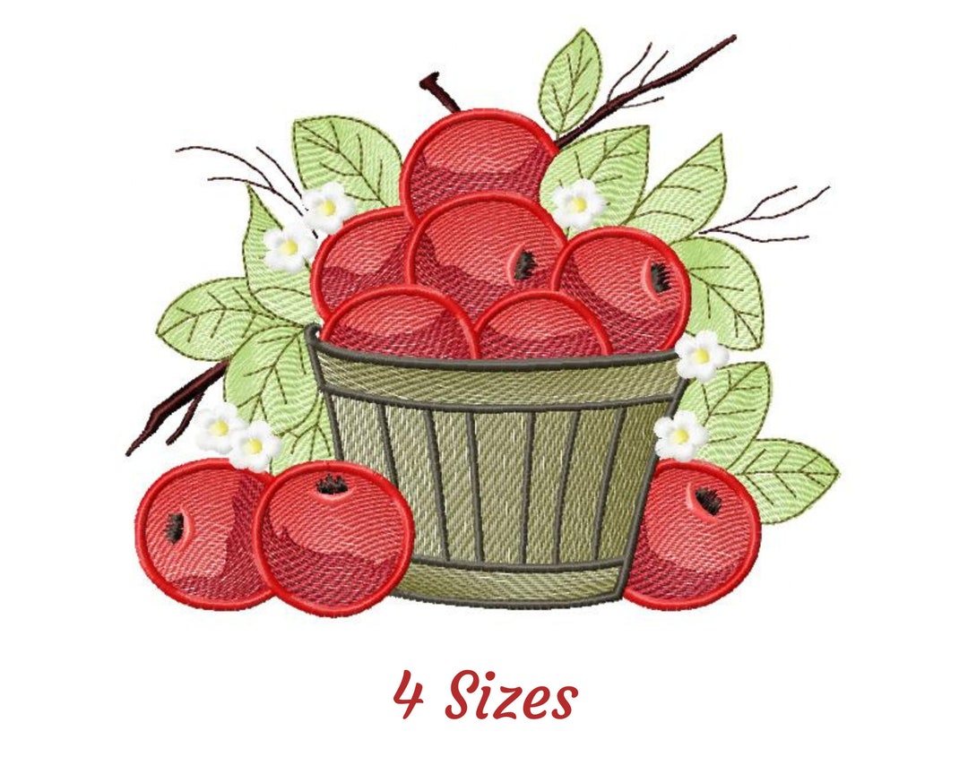 Basket of Apples Machine Embroidery Design, Instant Download - Etsy