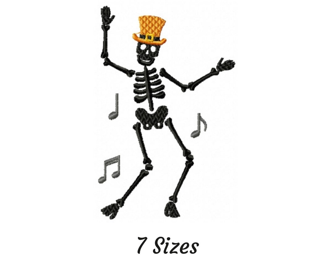 Dancing Skeleton Embroidery Design - Halloween Machine Embroidery ...