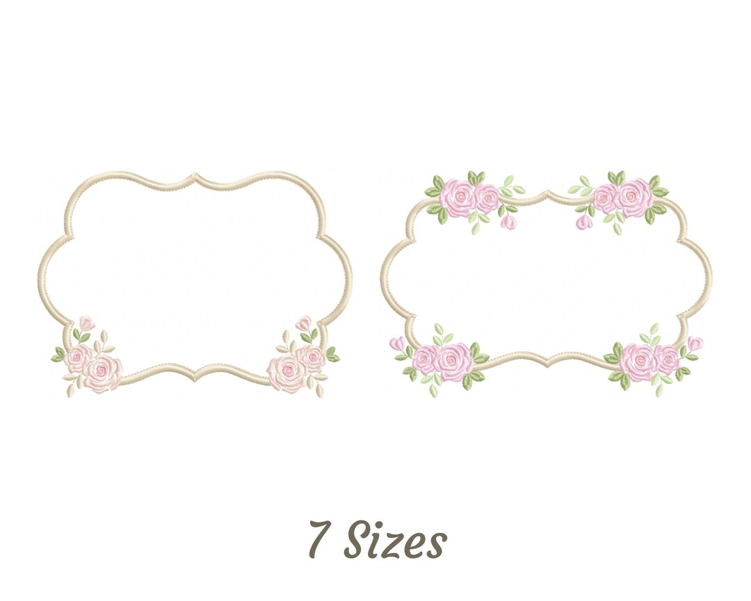 Rose Flower Frame Embroidery Design, Machine Embroidery Pattern - 2 ...