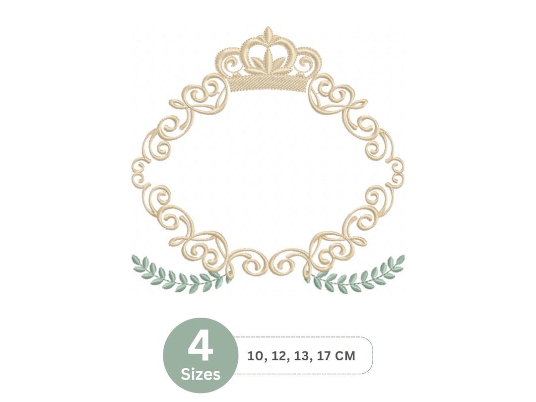 Royal Oval Frame Embroidery Design | Elegant Crown Wreath Machine ...