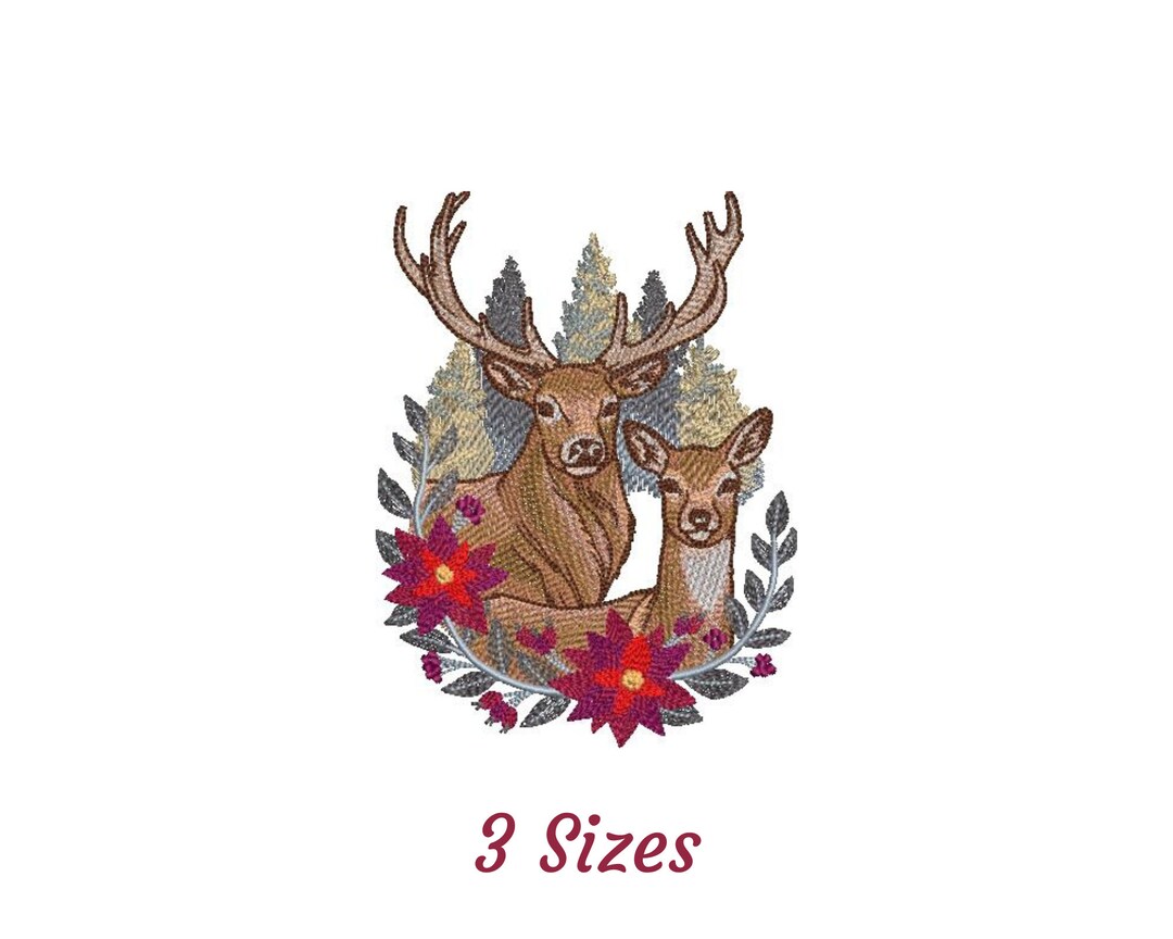 Deer Machine Embroidery Design Forest Animal Machine Embroidery Pattern ...