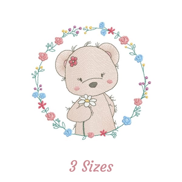 Cute Bear Embroidery Design File Instant Download - Etsy