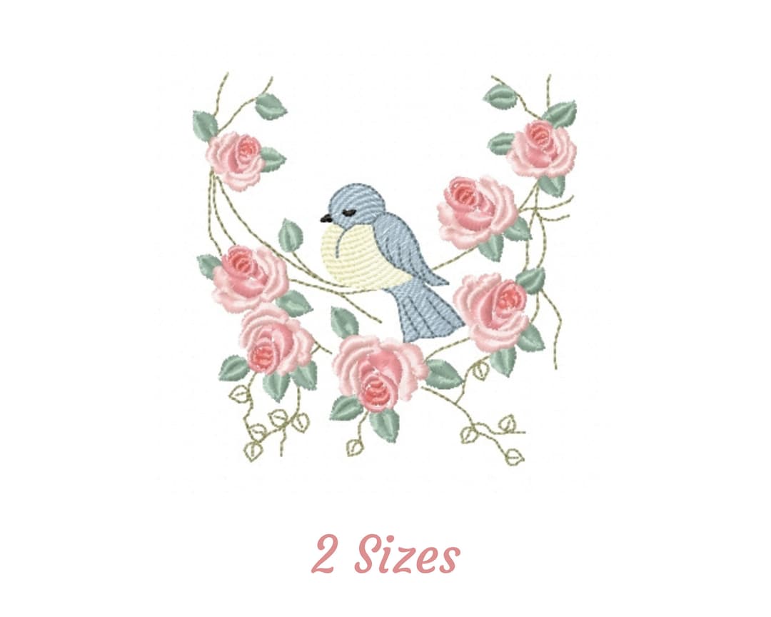 Flowers With Birds Embroidery Design - Flower and Bird Machine ...