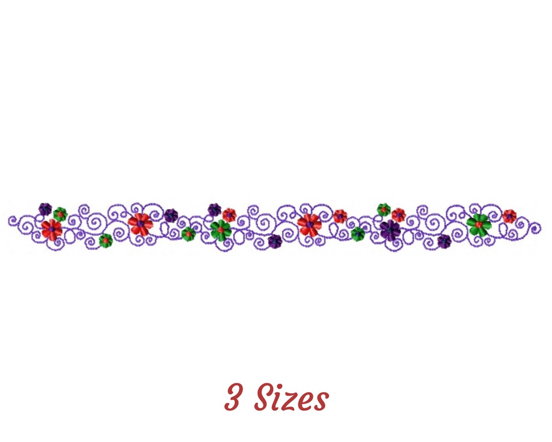 Multipurpose Floral Border Embroidery Design, Machine Embroidery ...