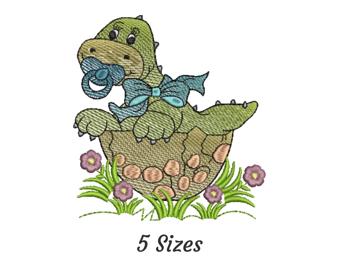 Cute Dinosaur Machine Embroidery Design Instant Download - Etsy