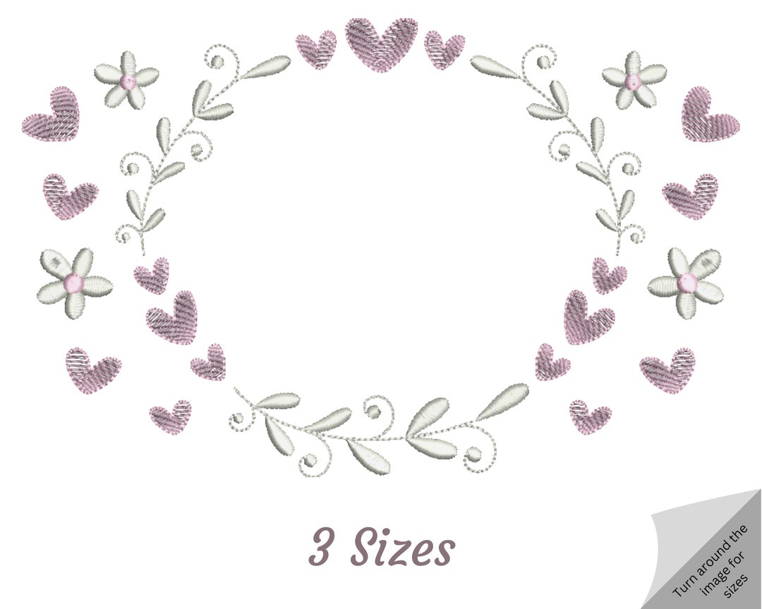 Floral Heart Frame Embroidery Design - Creative Heart Frame Machine ...