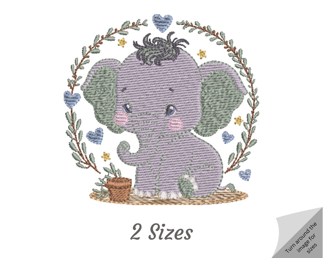 Baby Elephant Embroidery Design , Cute Baby Elephant Machine Embroidery ...