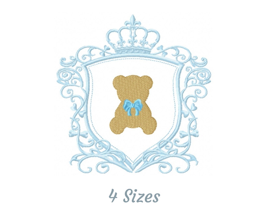 Teddy Frame Crown Filled Stitch, Machine Embroidery Design, Instant ...