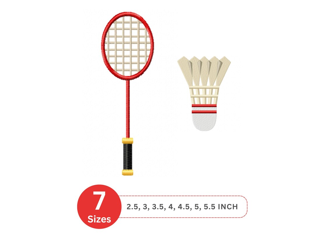 Badminton Embroidery Design, Racket and Shuttle Embroidery File in 7 ...
