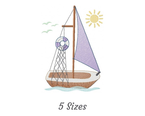 Boat Machine Embroidery Design Instant Download - Etsy