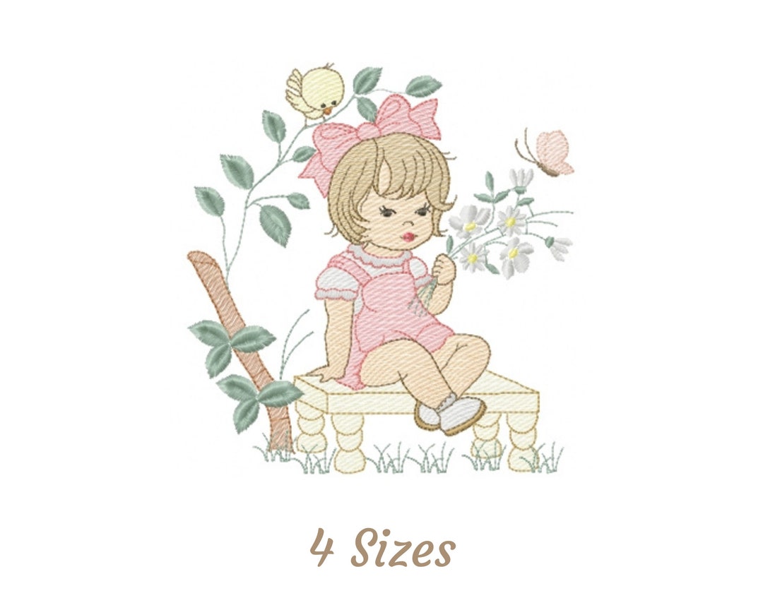Cute Baby Girl Embroidery Design - Cute Girl Machine Embroidery Pattern ...