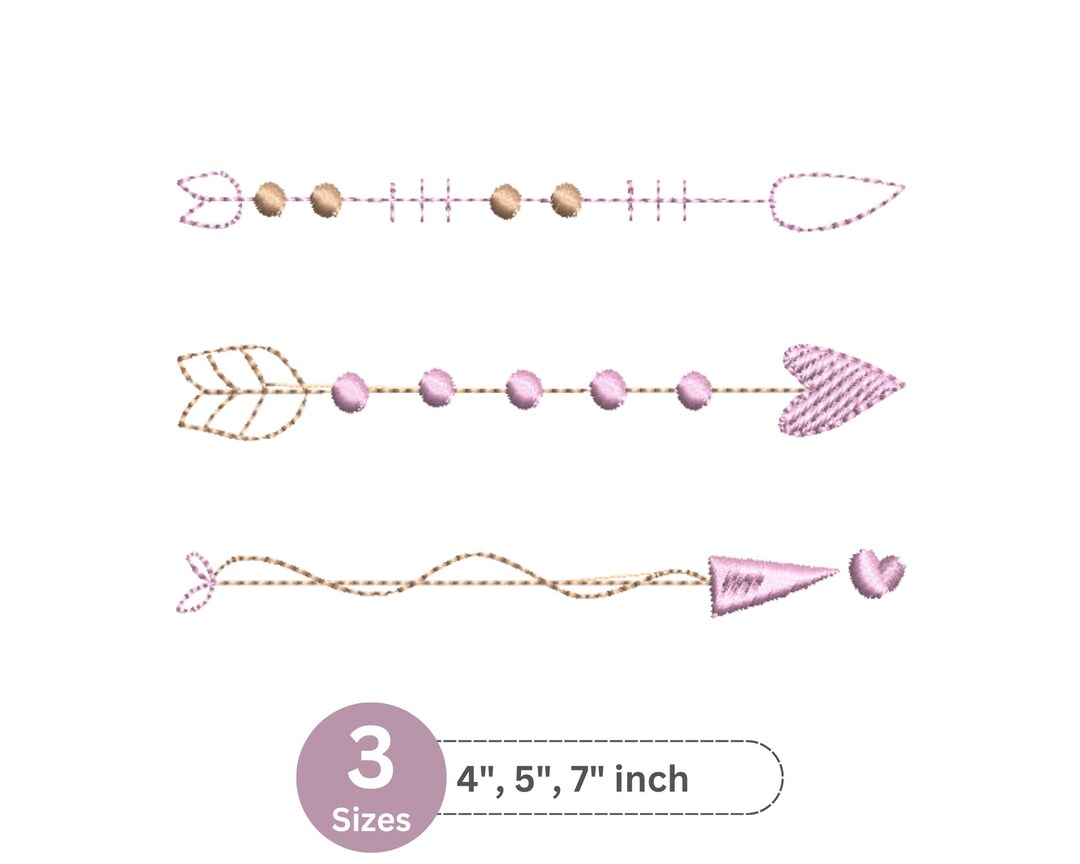 Cute Arrow Embroidery Designs Set, Delicate Arrow Embroidery Patterns ...