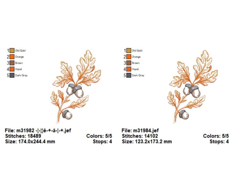 Wild Oak Leaf Embroidery Design - Nature-inspired Wild Oak Leaf Machine ...