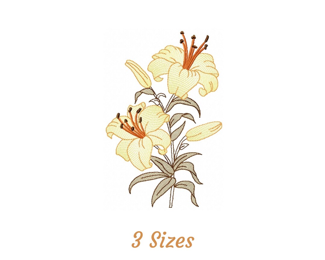 Bouquet of Lilies Embroidery Design - Unique Flower Machine Embroidery ...