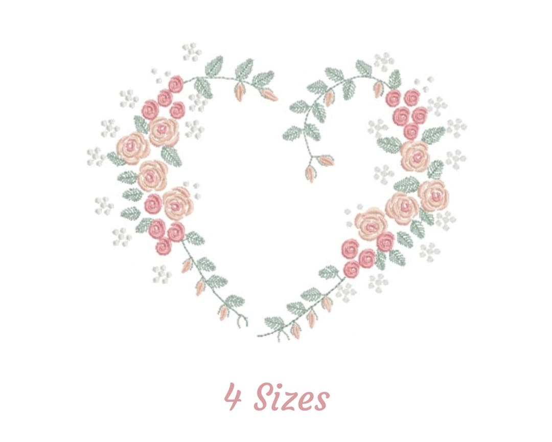 Floral Heart Frame Embroidery Design - Creative Heart Frame Machine ...