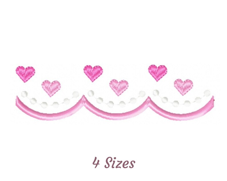 Heart Border Embroidery Design, Machine Embroidery Pattern - 4 Sizes ...