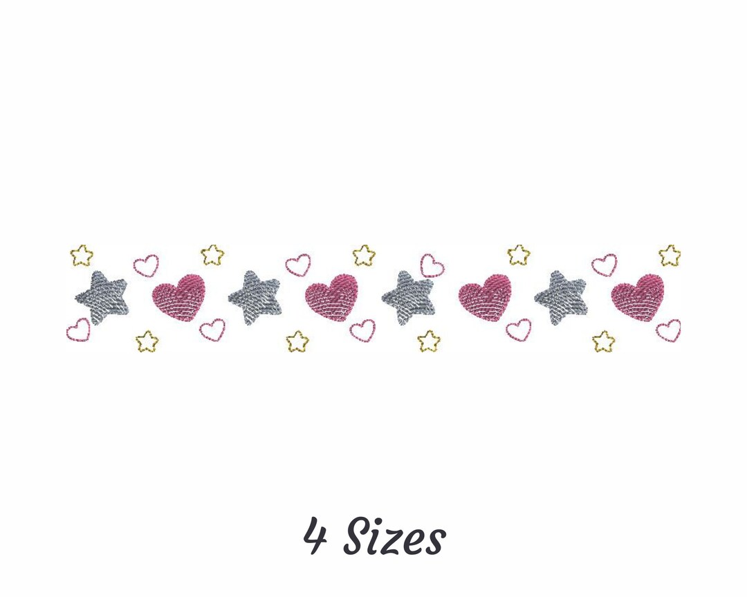 Hearts Border Embroidery Design, Machine Embroidery Pattern - Instant ...