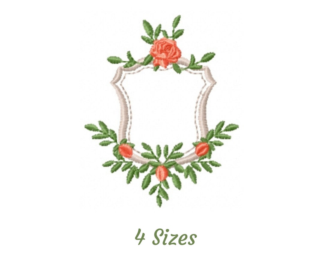 Floral Frame Machine Embroidery Design, Instant Download - Etsy