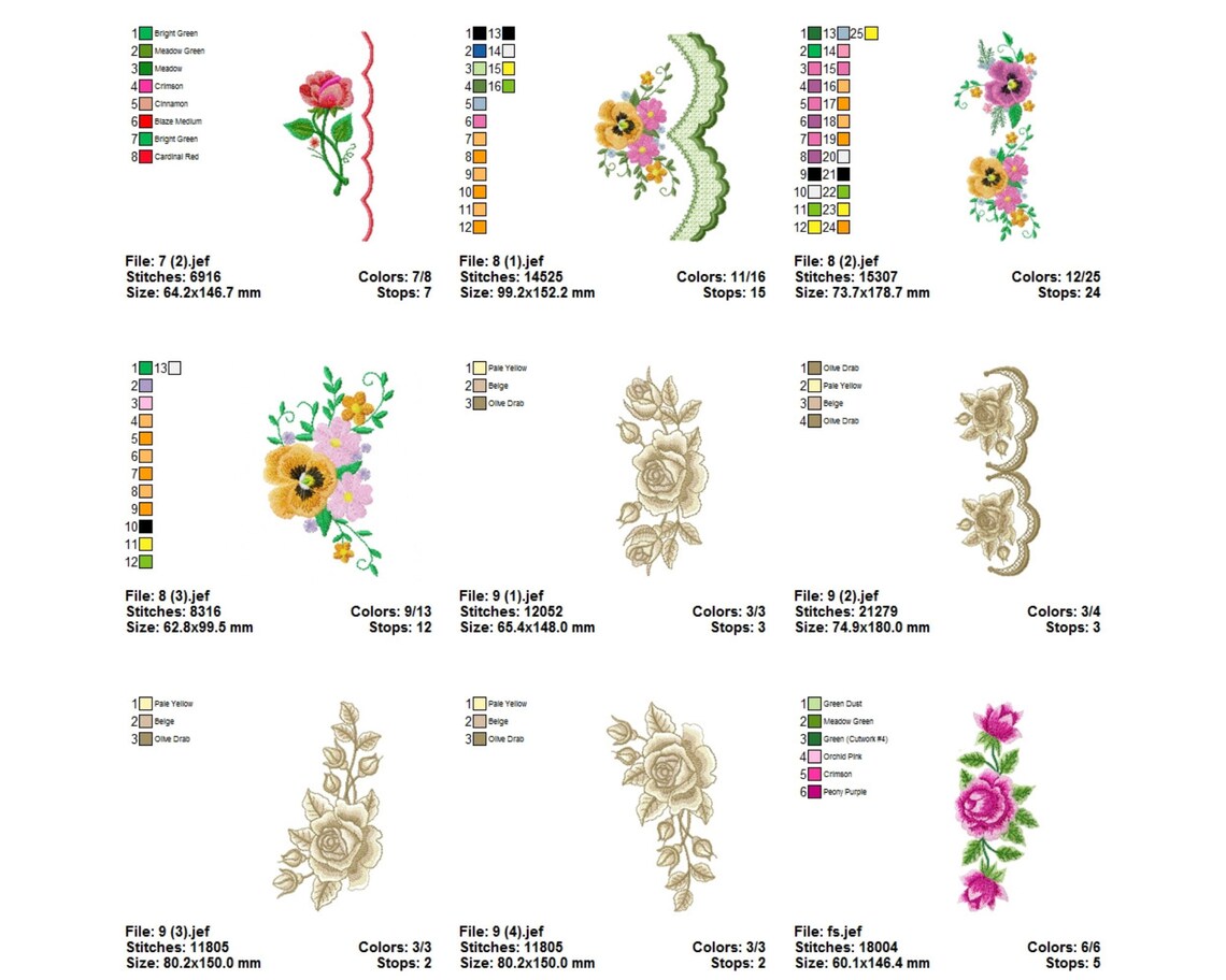 Creative Flower and Border Embroidery Design - Flower Border and Corner ...