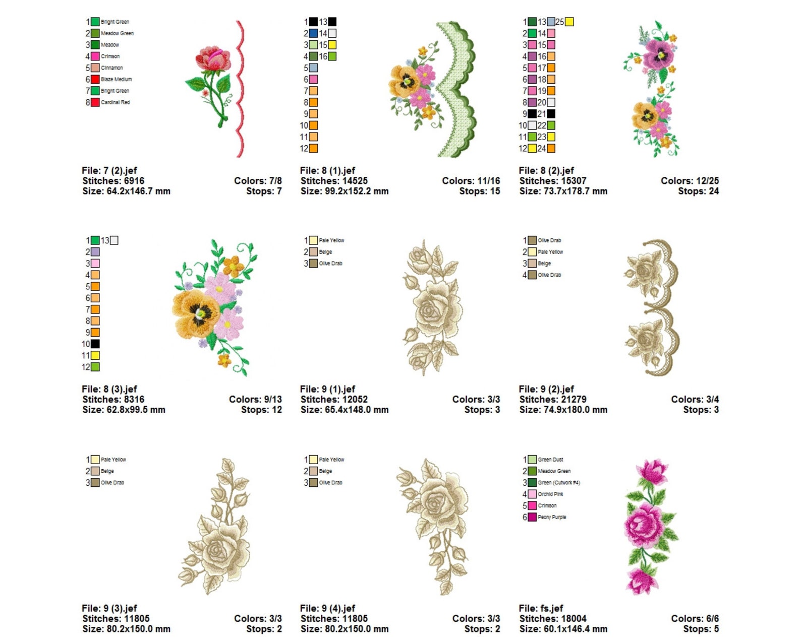 Creative Flower and Border Embroidery Design - Flower Border and Corner ...