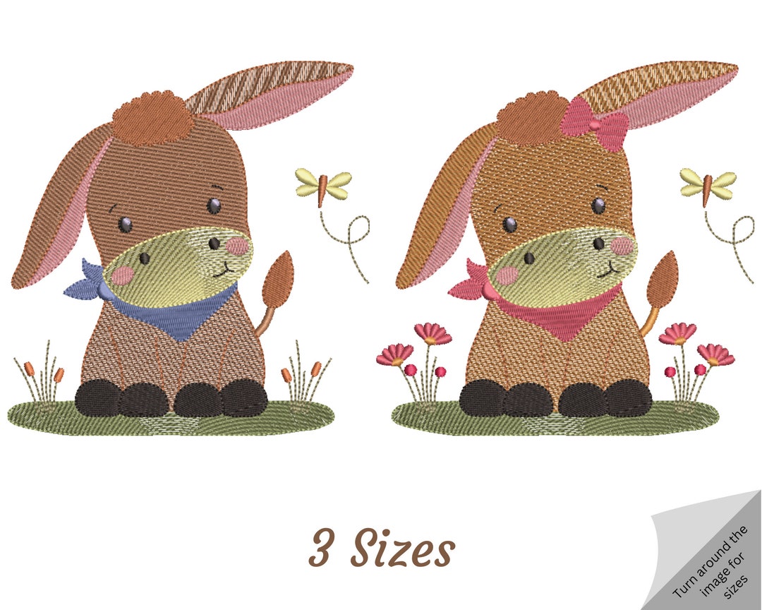 Cute Baby Donkey Boy and Girl Embroidery Design - Cute Donkey Machine ...