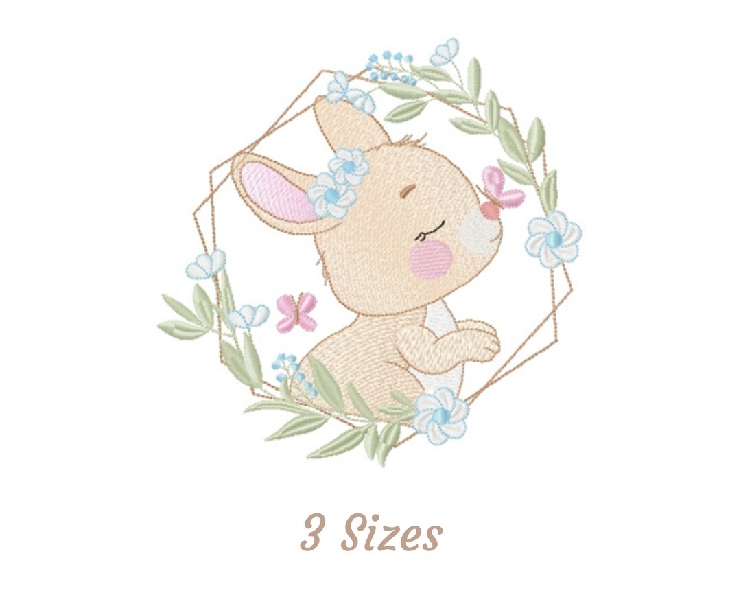 Cute Bunny Frame Embroidery Design - Cute Bunny Machine Embroidery ...