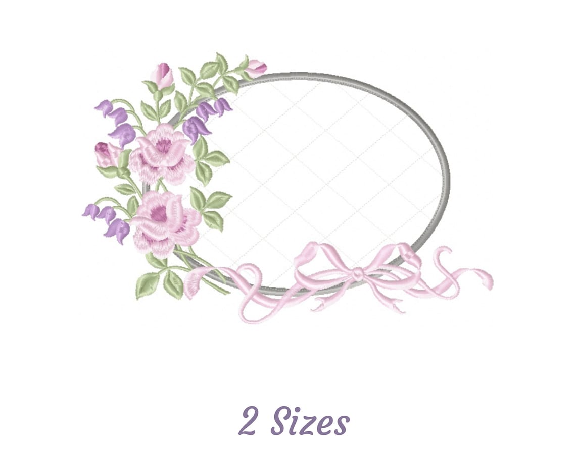 Floral Frame Machine Embroidery Design Instant Download - Etsy