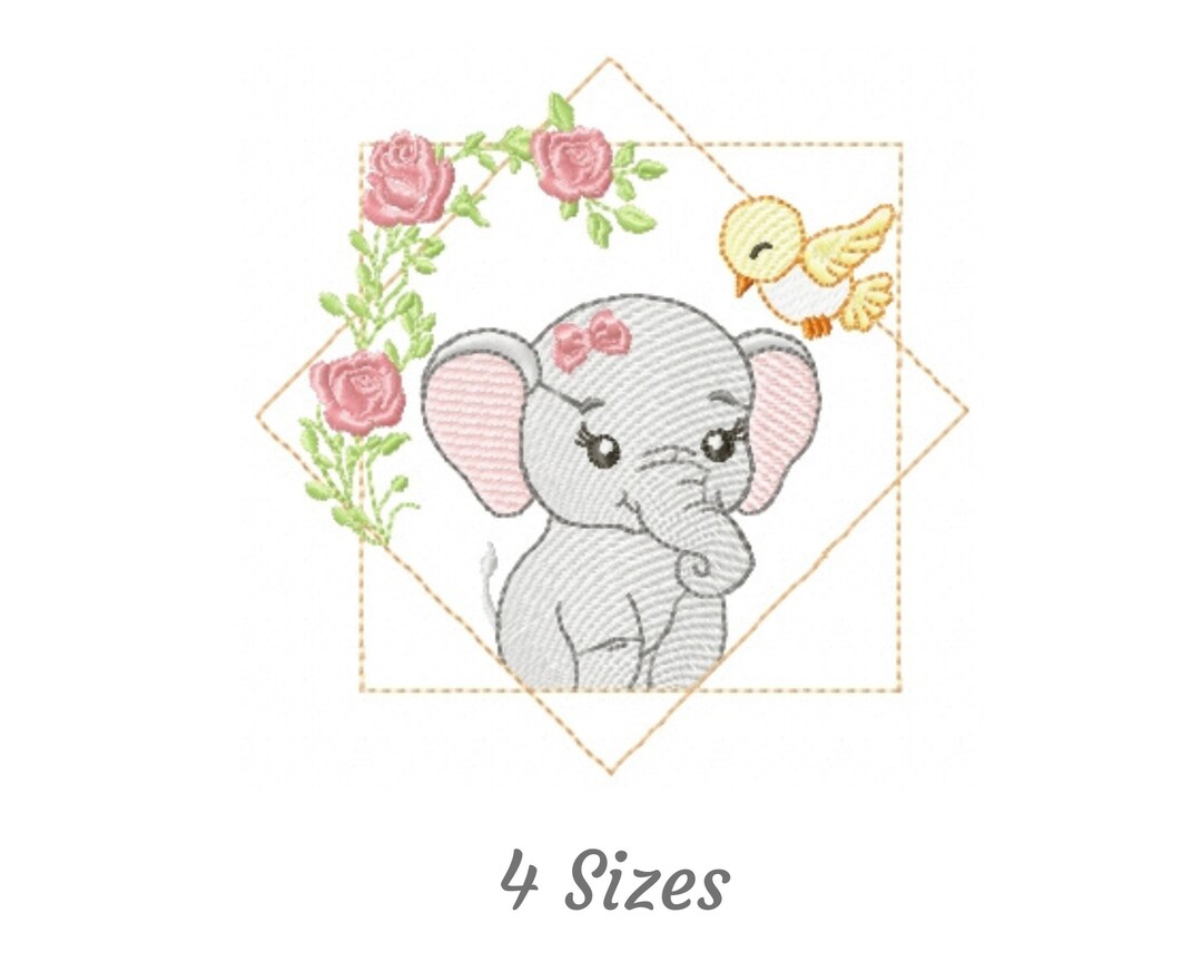 Baby Elephant Machine Embroidery Design, Instant Download - Etsy