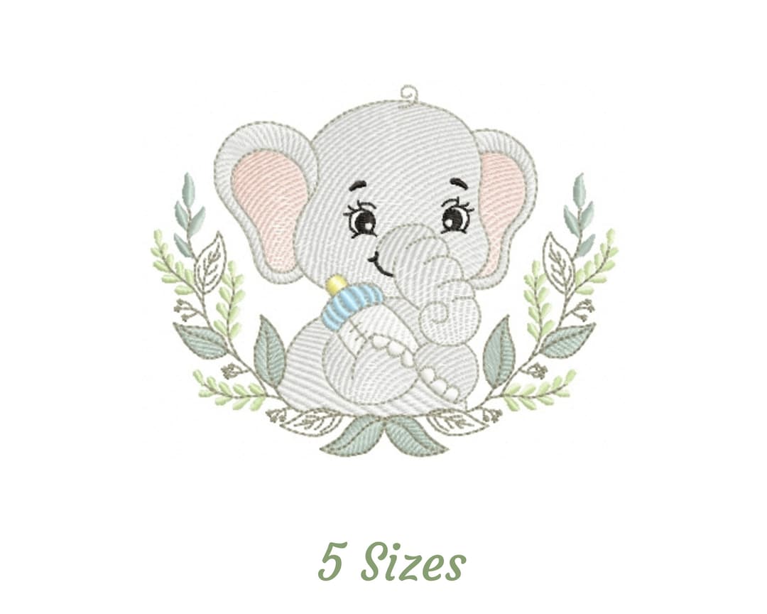 Baby Elephant Embroidery Design - Animal Machine Embroidery Pattern ...