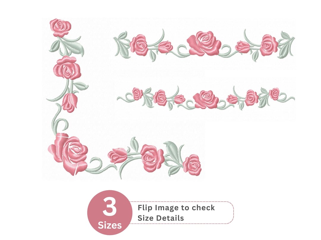 Elegant Floral Rose Border Embroidery Design for Machine Embroidery ...