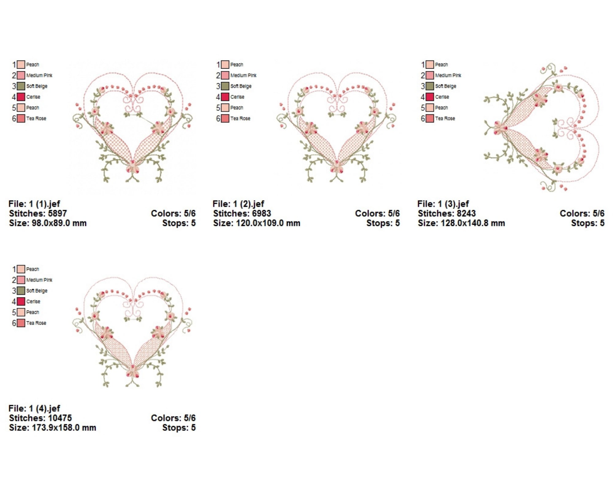 Floral Heart Embroidery Design Machine Embroidery Pattern - Etsy