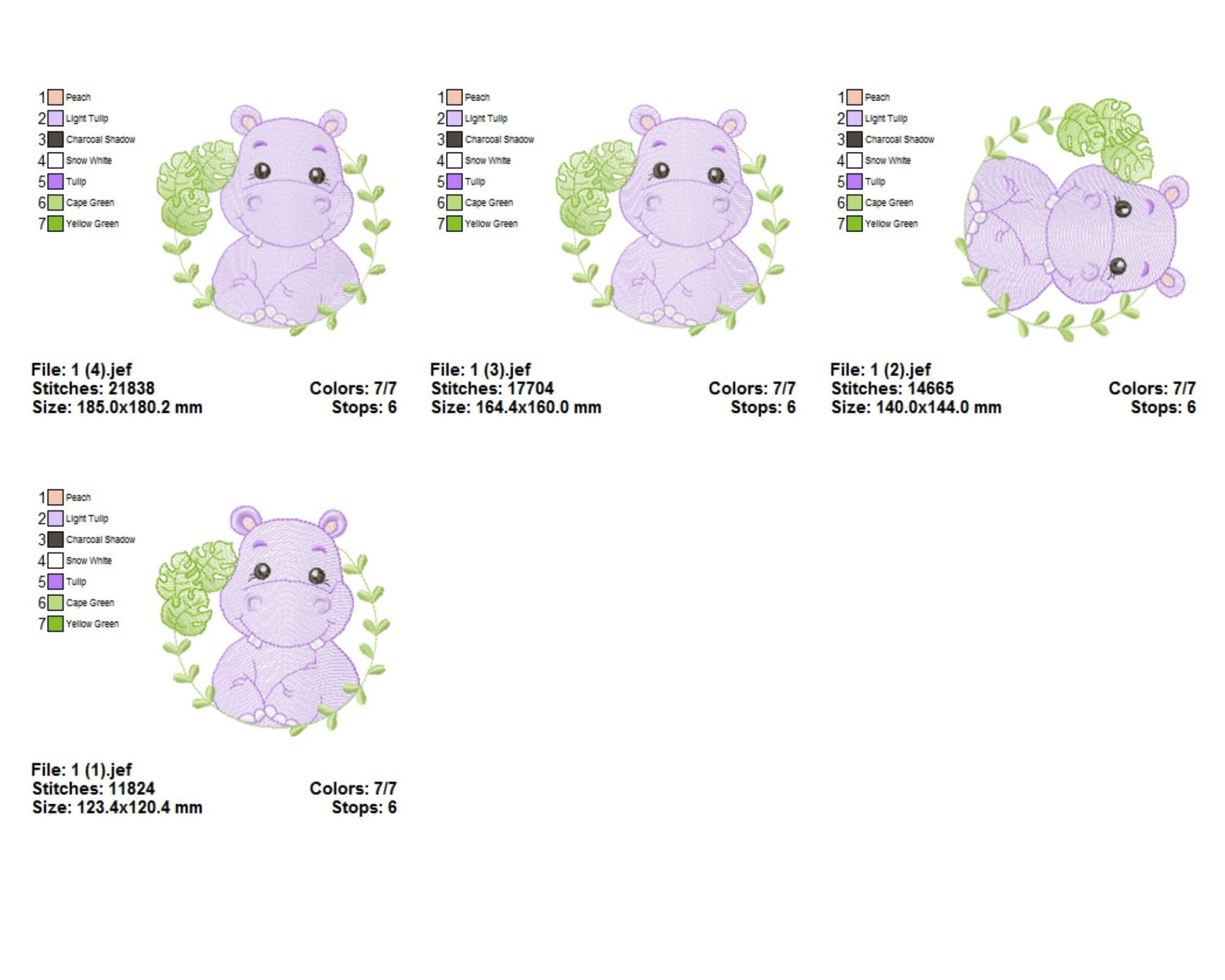 Hippo Machine Embroidery Design Instant Download - Etsy