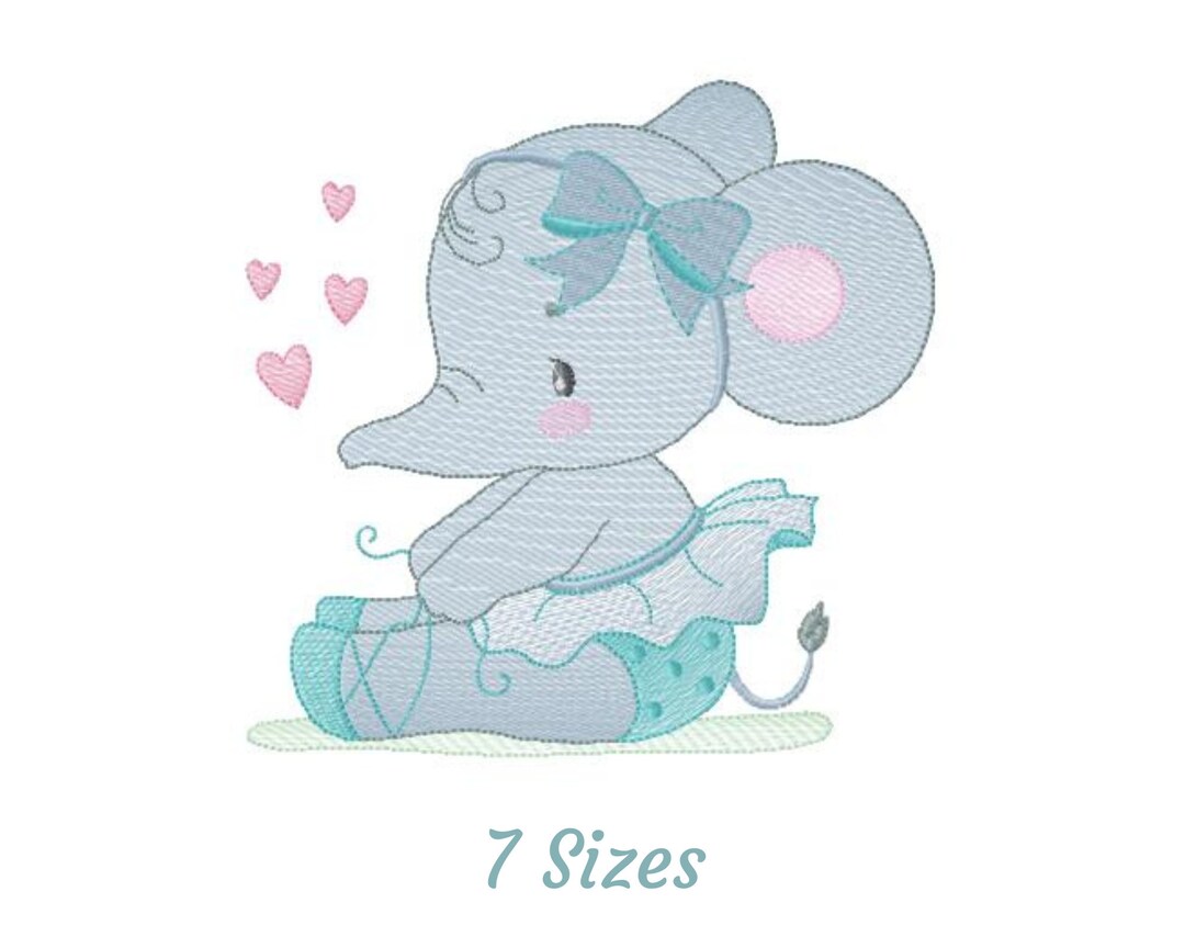 Baby Elephant Embroidery Design - Animal Machine Embroidery Pattern ...