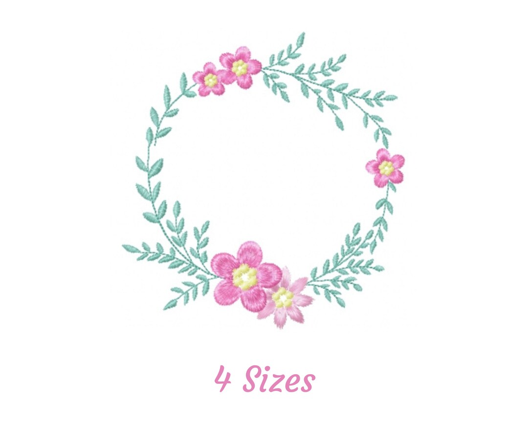 Floral Flower Round Frame Embroidery Design - Flower Frame Machine ...