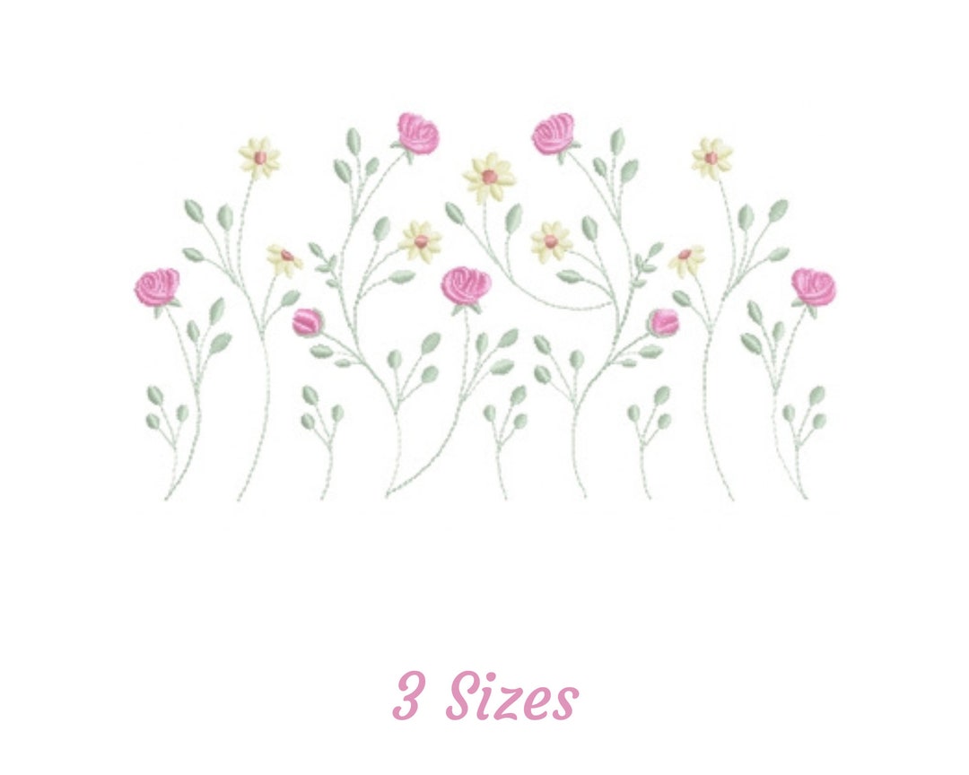 Flower Corner Embroidery Design - Flower Machine Embroidery Pattern ...